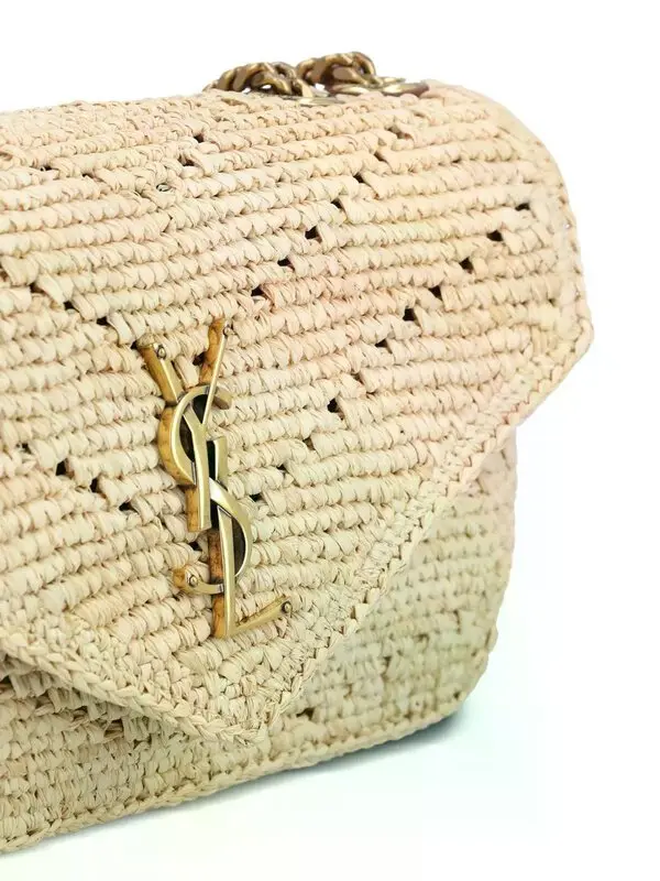 Saint Laurent Loulou Woven Design Shoulder Bag - Neutrals