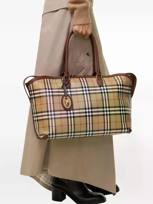 Burberry Medium Check Zip Tote - Neutrals