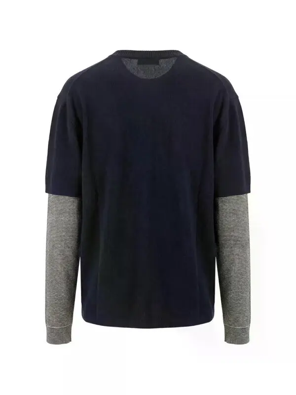 Miu Miu Layered Sleeve Logo-embroidered Wool Sweater