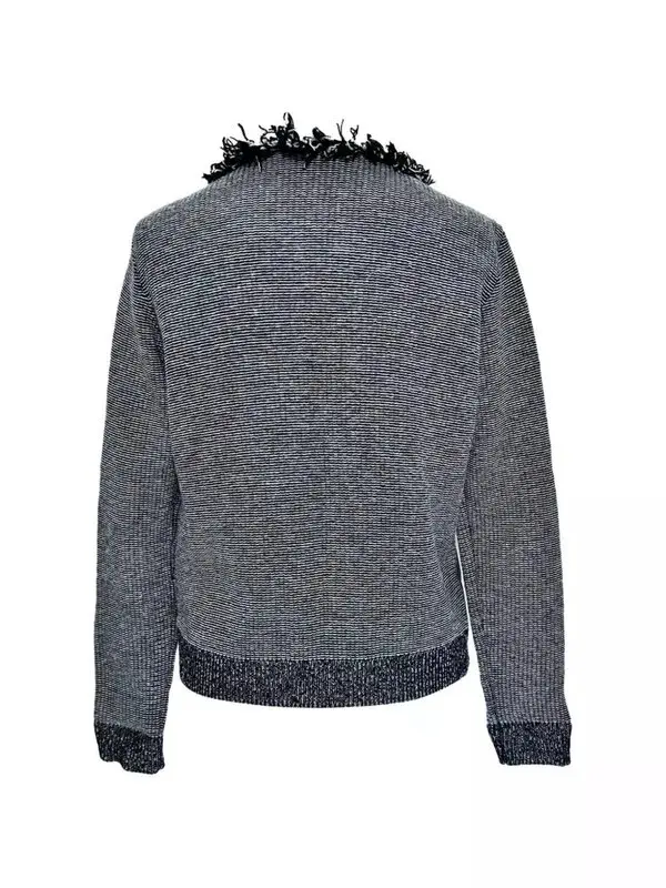 Moncler Down Jacket With Tweed Print And Raw-edge Trim