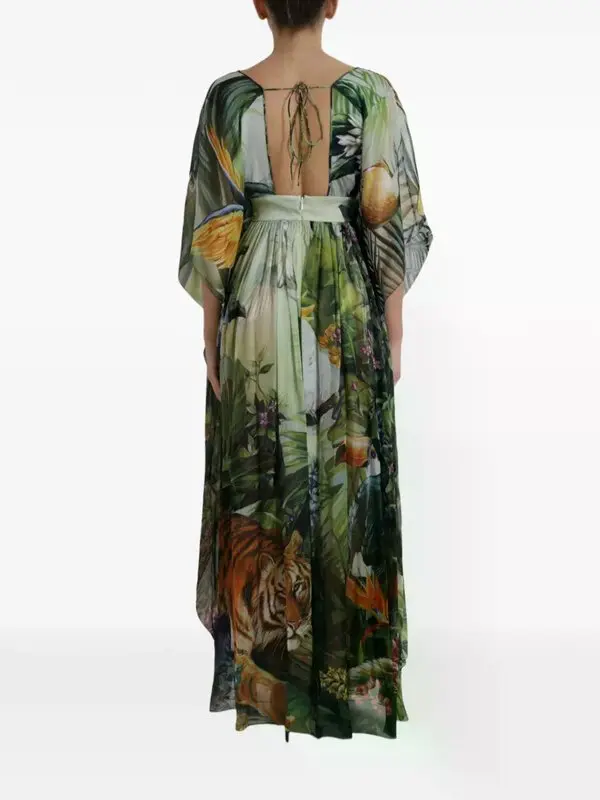 Dolce & Gabbana Jungle Print Silk Chiffon Maxi Dress