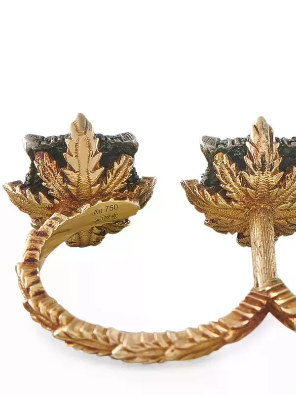 Gucci 18k Yellow Diamond And Pearl Feline Head Ring - Gold