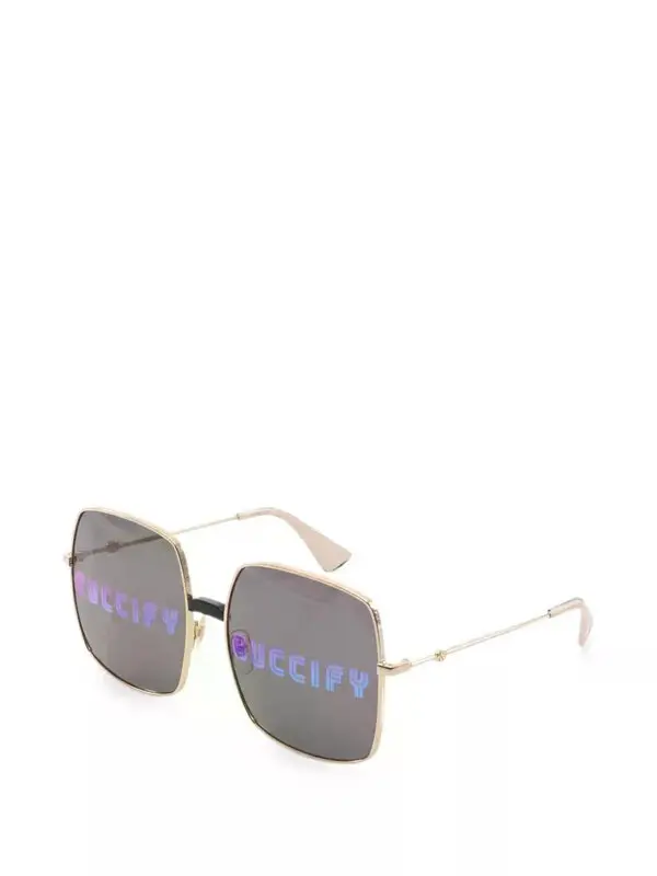 Gucci Tone Square Frame Sunglasses With Grey Tinted Lenses