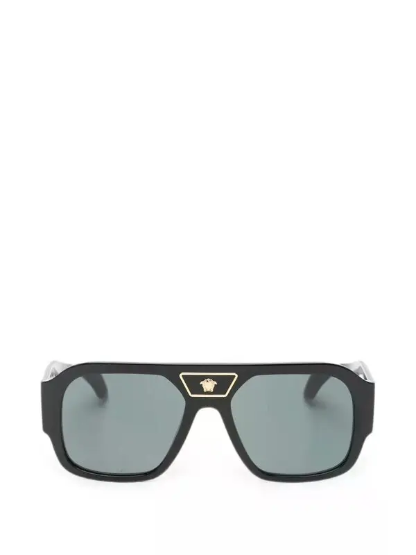 Versace Medusa Plaque Rectangle Frame Sunglasses - Black
