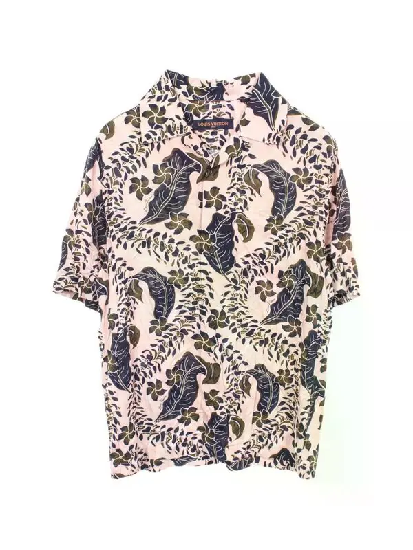 LOUIS VUITTON 2010s Leaf-print Short-sleeve Shirt - Pink
