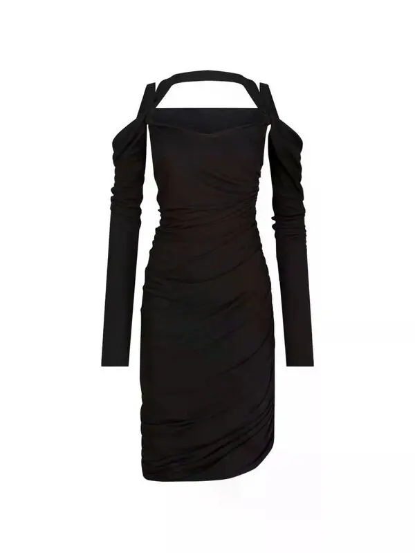 Attico Ruched Cold-shoulder Dress