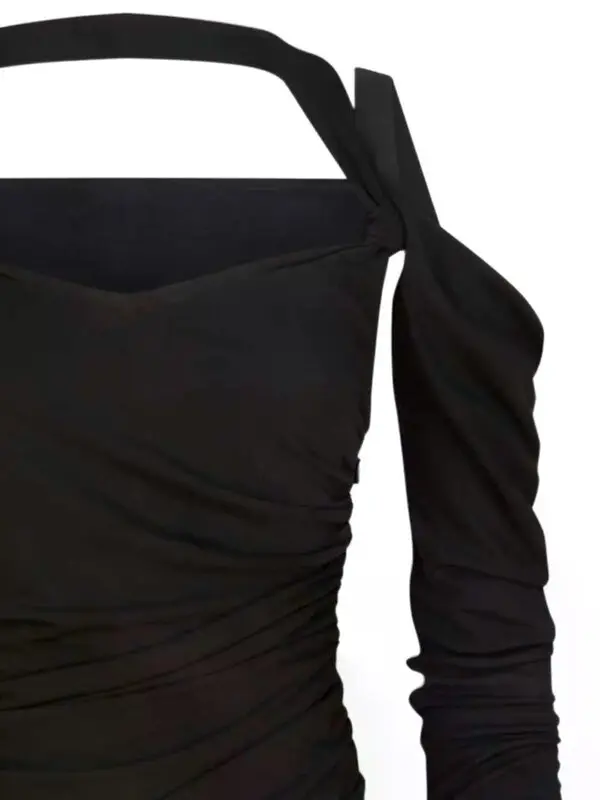 Attico Ruched Cold-shoulder Dress