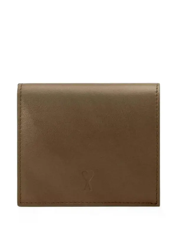 AMI Paris Cowhide-leather Bifold Wallet With De Coeur - Green