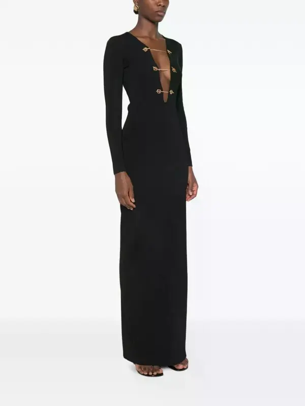 Elisabetta Franchi Ribbed Maxi Dress With Gold-tone Hardware