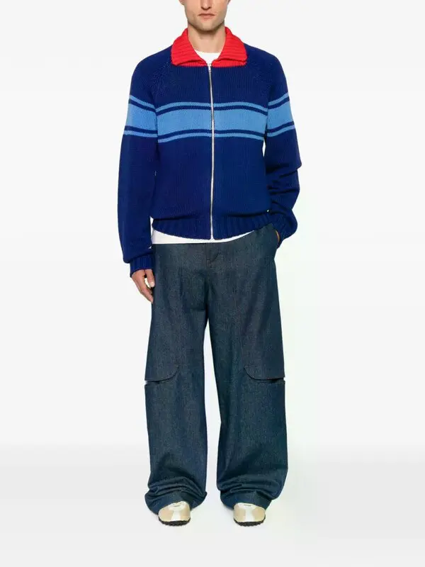 Marni Striped Zip-up Cotton Sweater