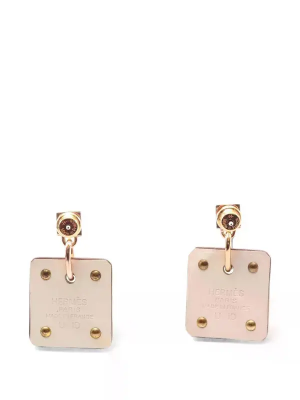 Hermès Leather Drop Earrings - Pink