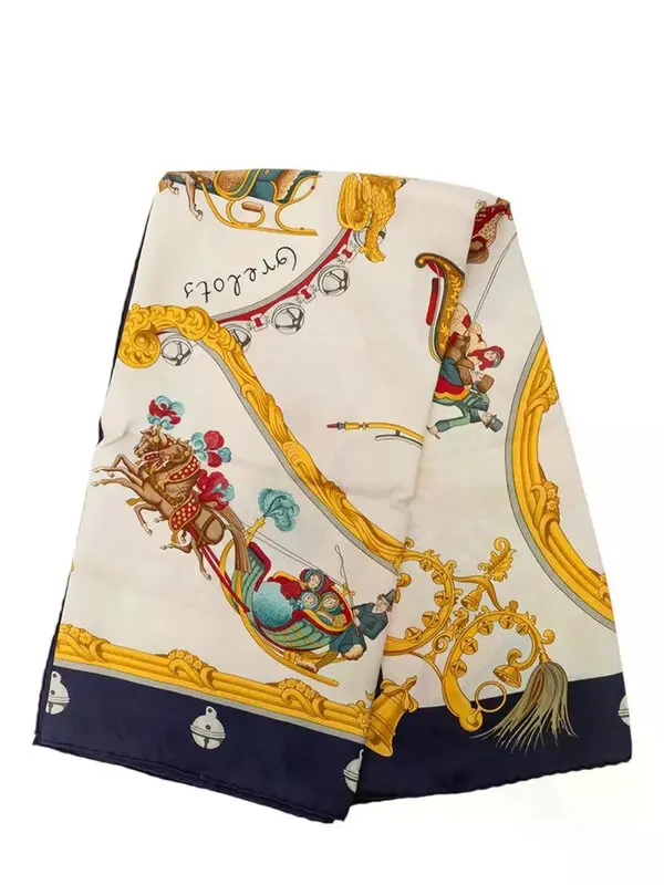 Hermès 2000-2026 Plumes Et Grelots Silk Scarf 90 - Blue