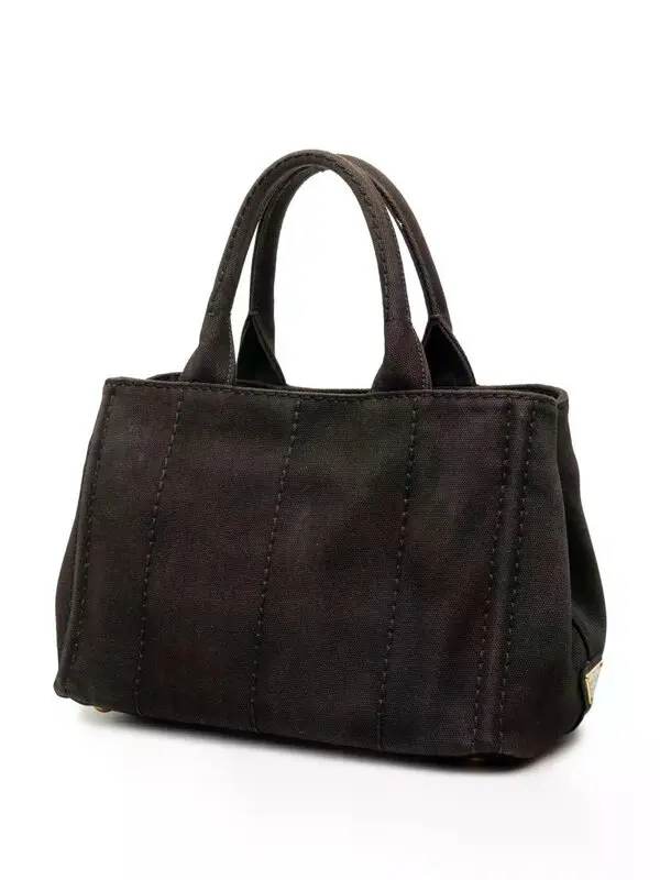 Prada Small Canapa Logo Satchel - Black