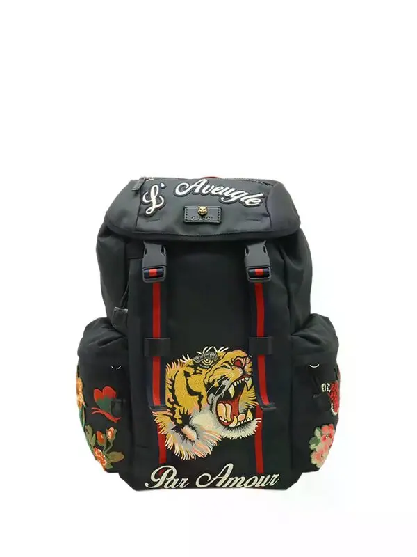Gucci Techno Canvas Backpack With Embroidery