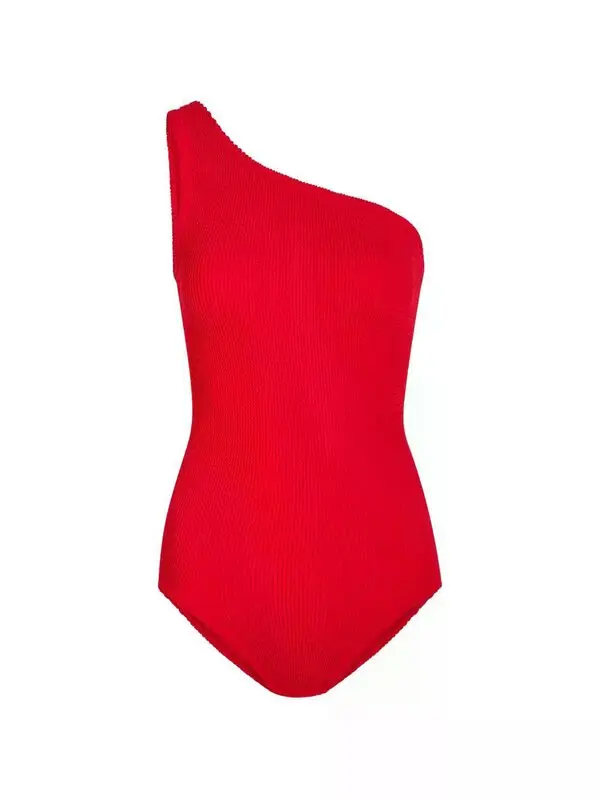 Hunza G Nancy Crinkle-effect One-shoulder Swimsuit - Red
