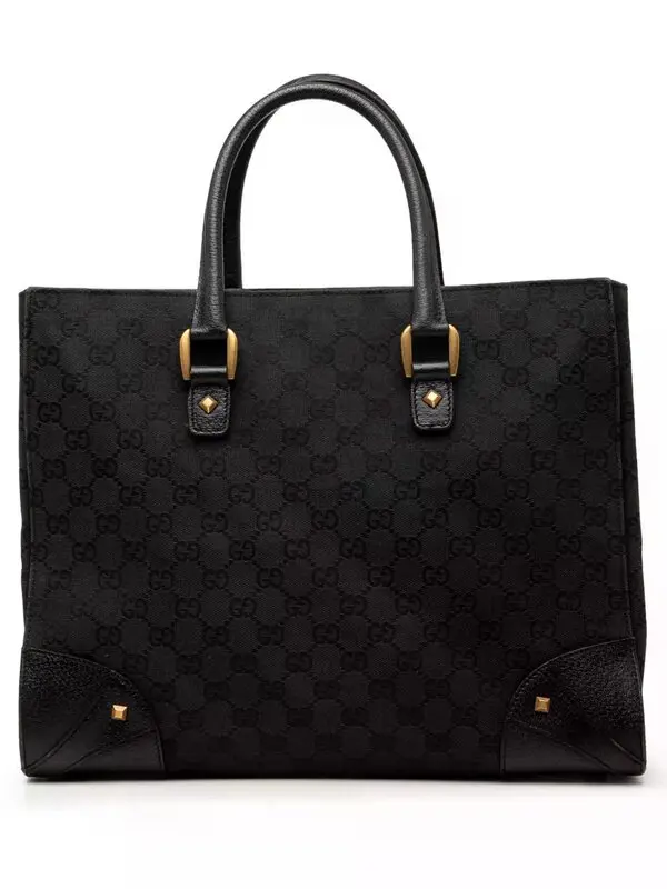 Gucci Gg Canvas Nailhead Handbag - Black