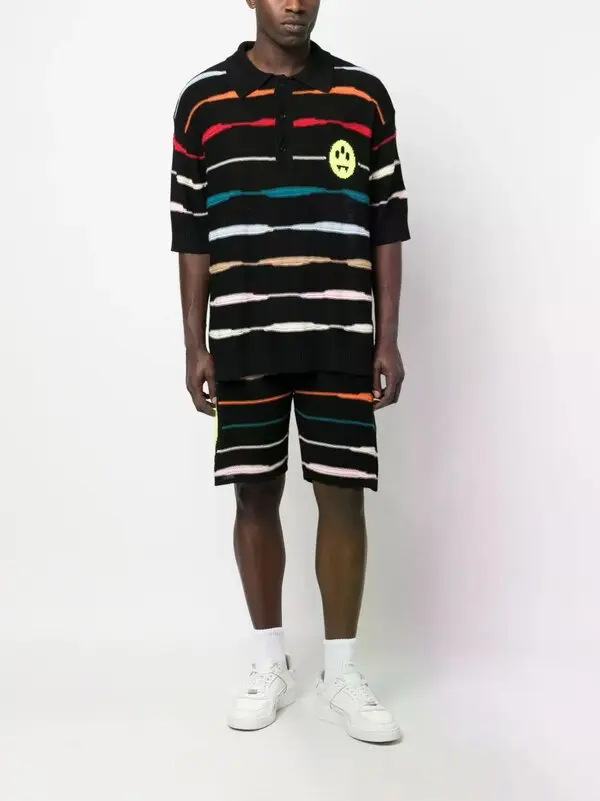 BARROW Intarsia-knit Logo Striped Shorts