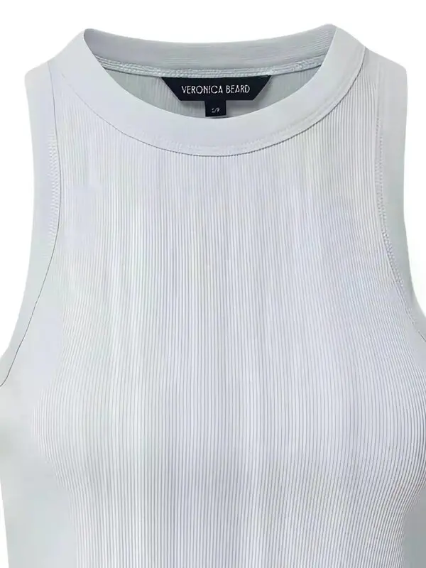 Veronica Beard Ribbed Racerback Cropped Tank Top - Blue