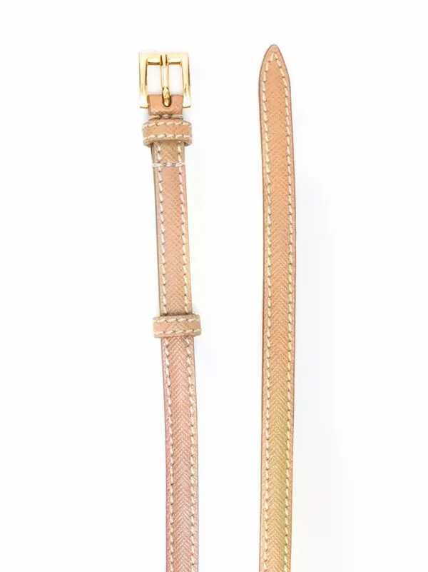 Prada Contrast-stitching Leather Belt - Neutrals