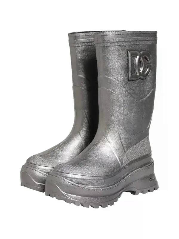 Dolce & Gabbana Metallic Logo Rain Boots