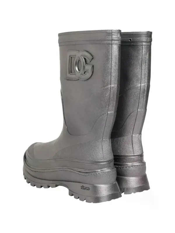 Dolce & Gabbana Metallic Logo Rain Boots