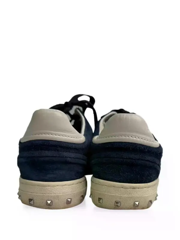Valentino Garavani Navy Suede Flycrew Low-top Sneakers