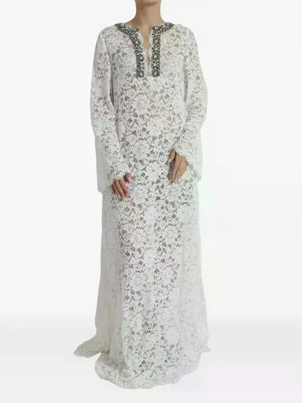Dolce & Gabbana Maxi Lace Crystal-embellished Dress