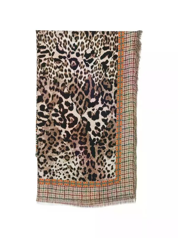 PIERRE-LOUIS MASCIA Leopard-print Diamond-quilted Scarf - Neutrals