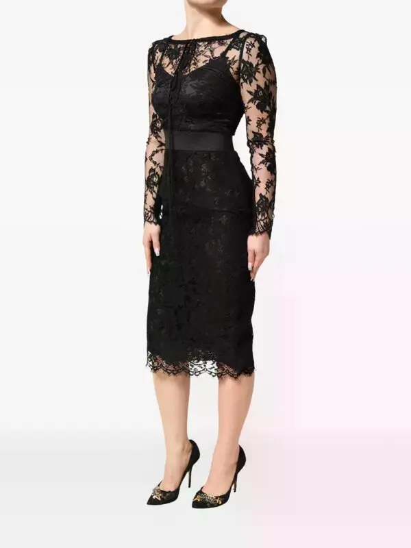 Dolce & Gabbana Lace Trim Midi Dress