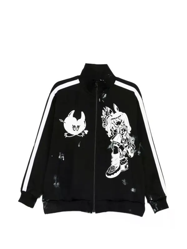 KIDILL Graphic Print Zip Jacket With Stripe Detailing