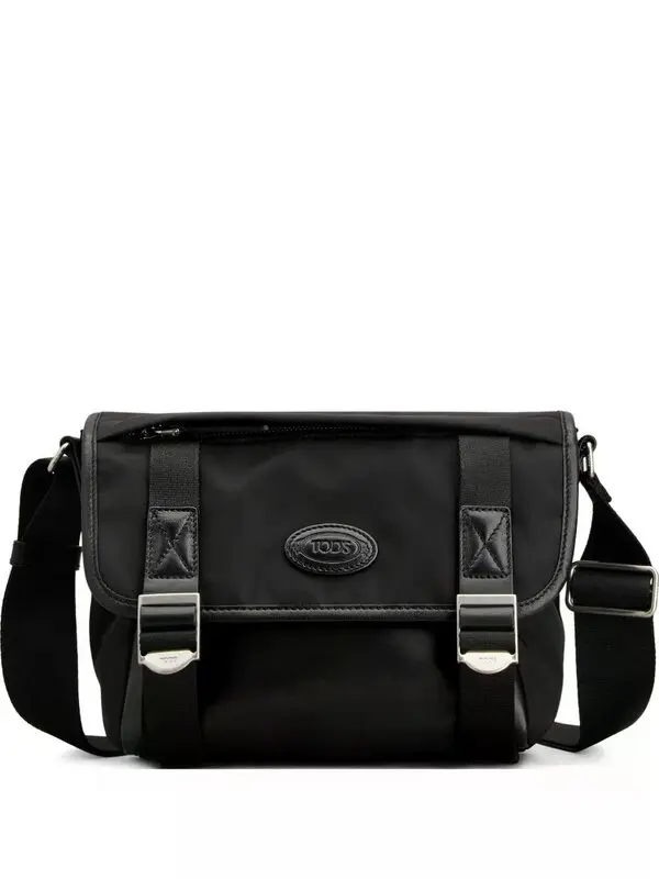 TOD'S Messenger Bag With Buckle Detail - Black