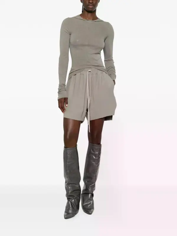 Rick Owens Cropped Ribbed-knit Hoodie