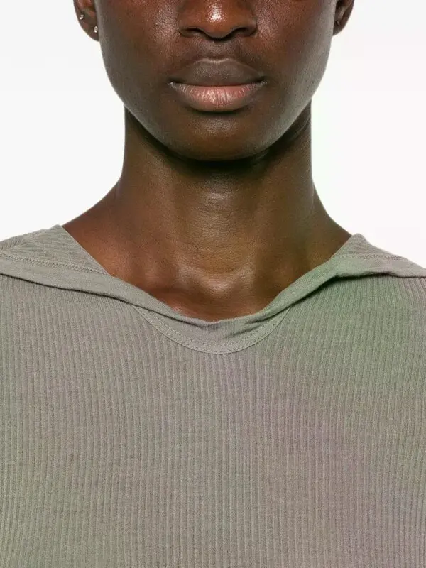 Rick Owens Cropped Ribbed-knit Hoodie