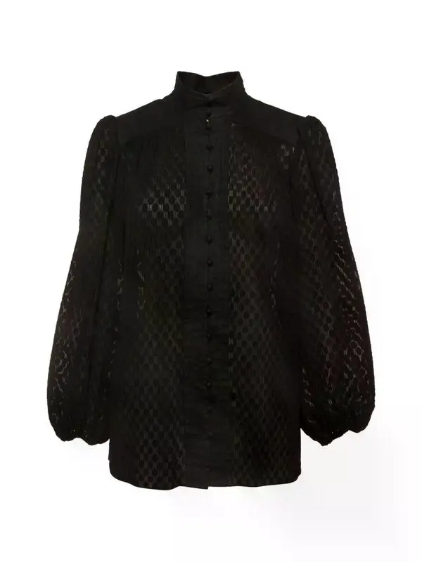 Zimmermann High Neck Puff Sleeve Blouse