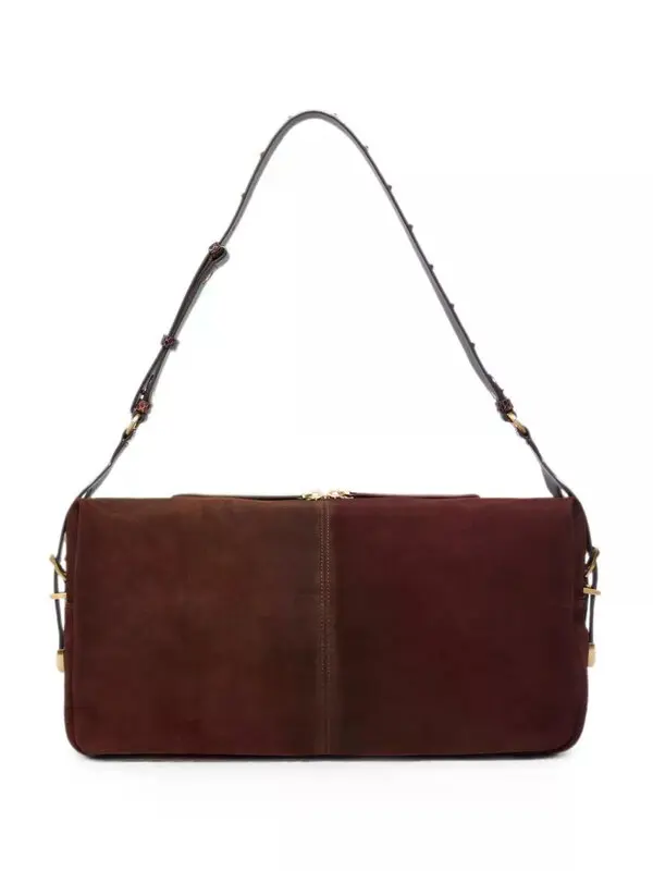 Pinko Suede Shoulder Bag With Snake-effect Trim - Brown