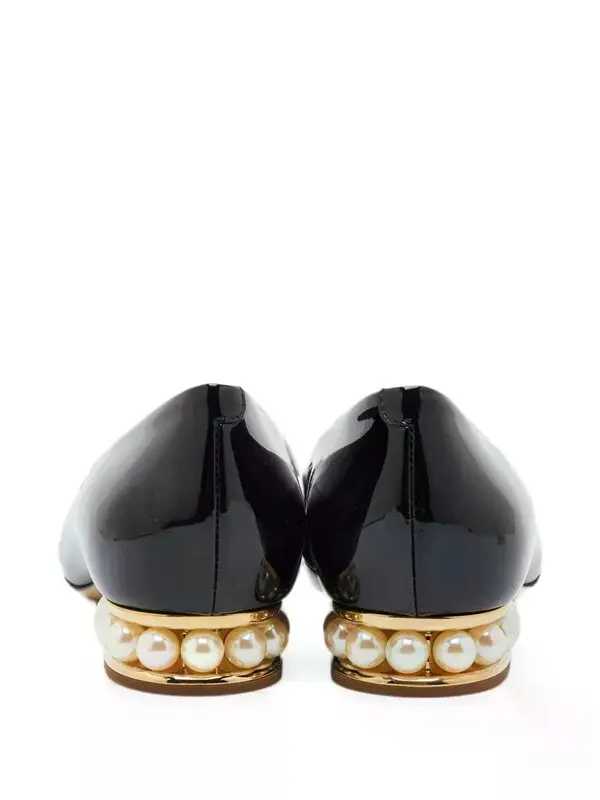 NICHOLAS KIRKWOOD Patent Leather Round Toe Pumps With Faux Pearl Embellishments