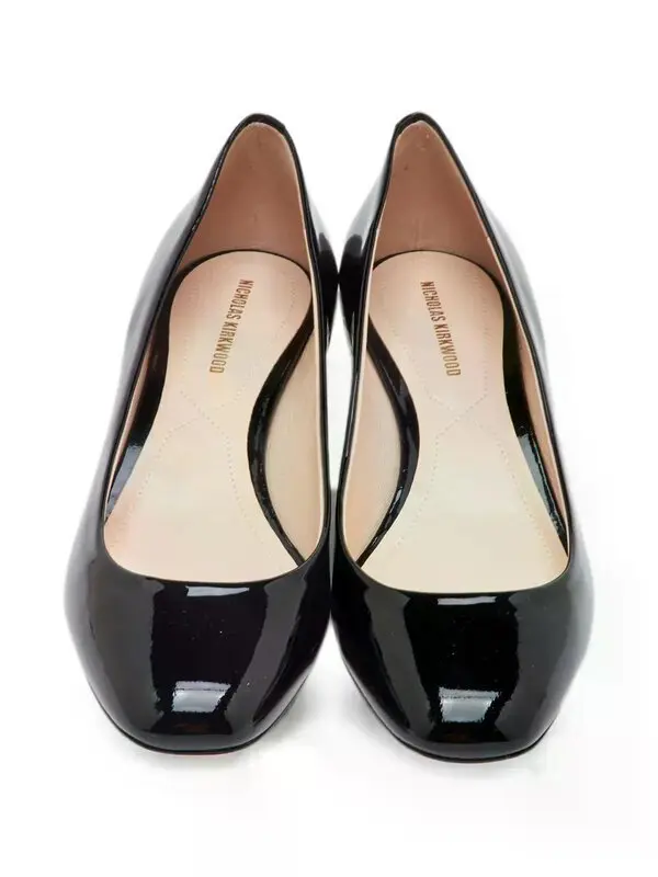 NICHOLAS KIRKWOOD Patent Leather Round Toe Pumps With Faux Pearl Embellishments