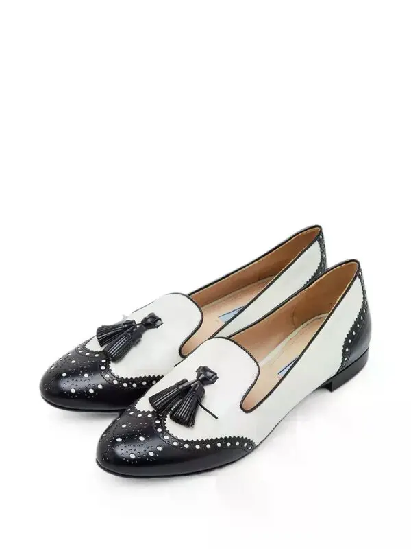 Prada Leather Tassel Detail Loafers