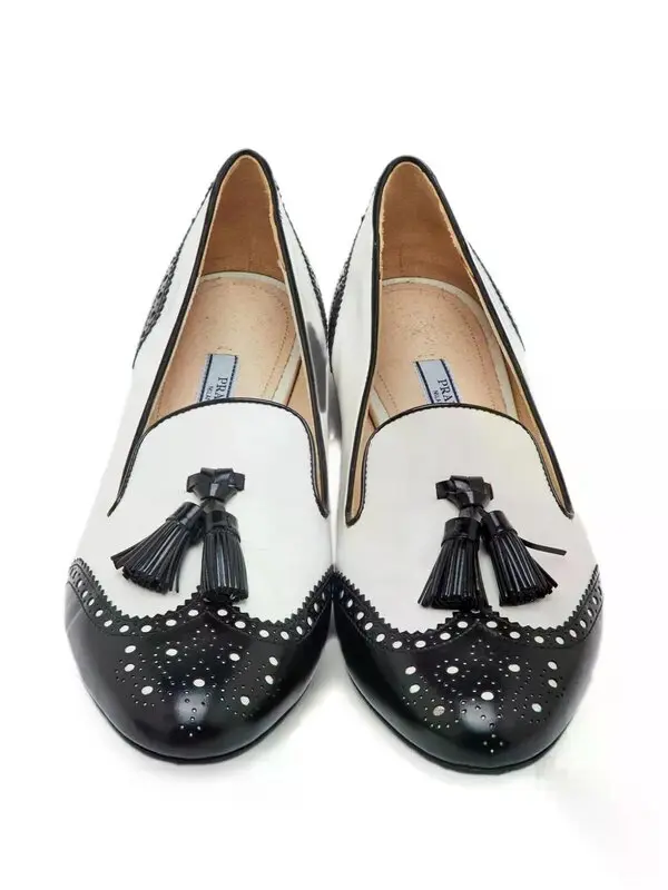 Prada Leather Tassel Detail Loafers