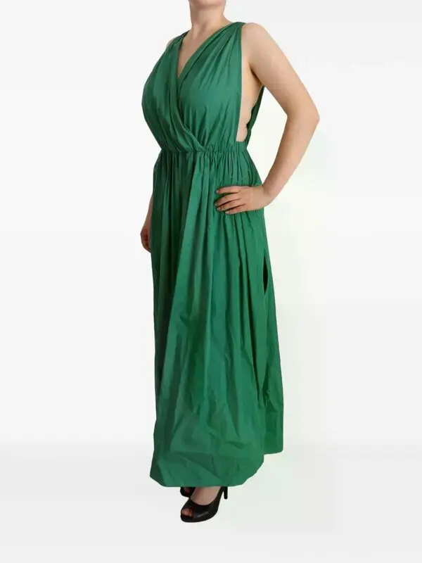 Dolce & Gabbana Pleated V-neck Maxi Dress