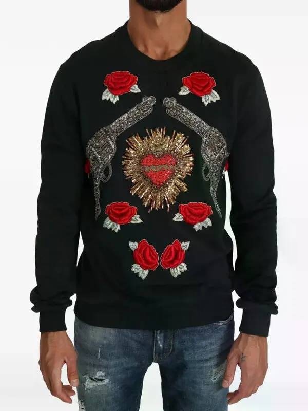 Dolce & Gabbana Sacred Heart Embellished Crew Neck Sweater