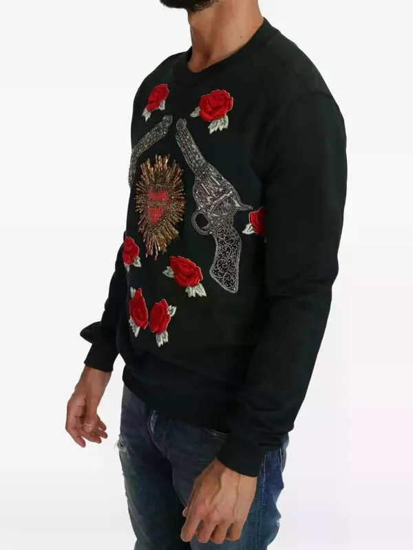 Dolce & Gabbana Sacred Heart Embellished Crew Neck Sweater