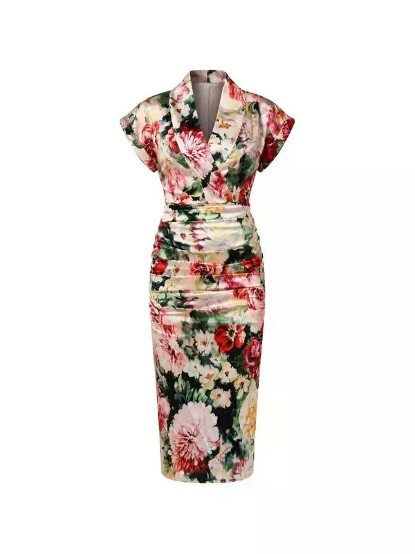 Dolce & Gabbana Floral Print V-neck Midi Dress