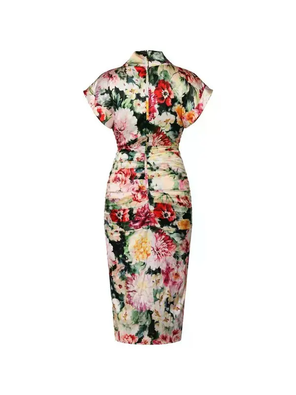 Dolce & Gabbana Floral Print V-neck Midi Dress