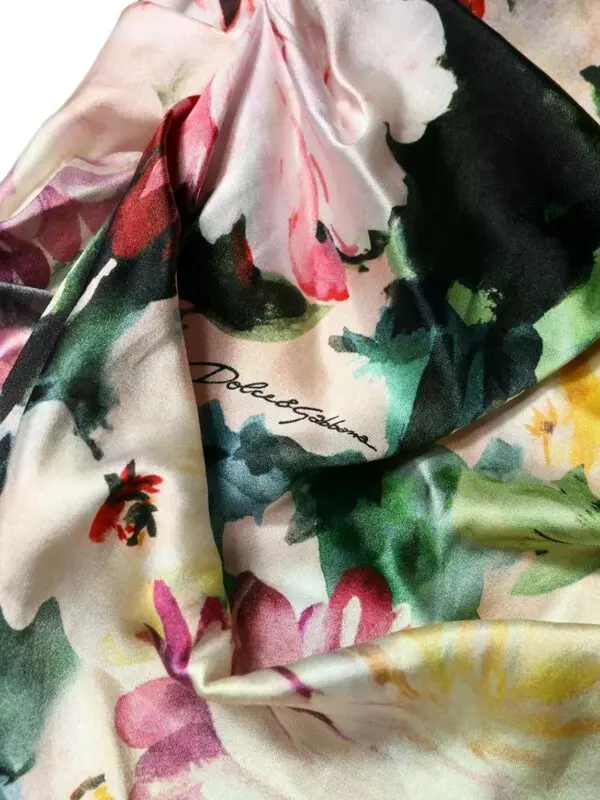 Dolce & Gabbana Floral Print V-neck Midi Dress