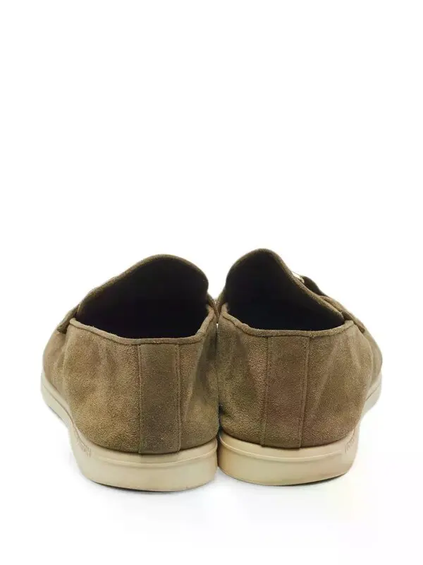 LOUIS VUITTON Suede Penny Loafers With Silver-tone Logo Plaque