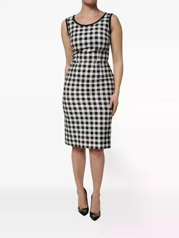 Dolce & Gabbana Gingham Check Sleeveless Midi Dress