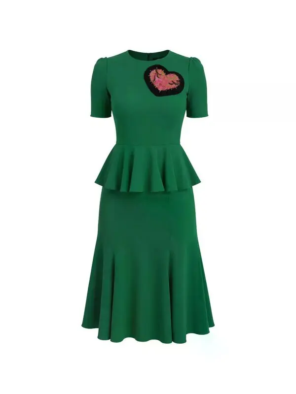 Dolce & Gabbana Heart Patch Peplum Midi Dress
