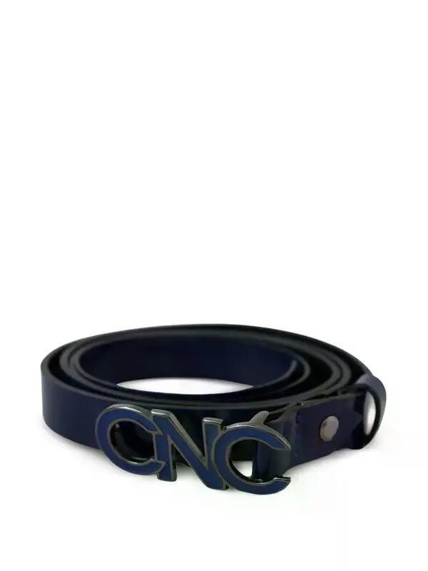 Costume National Patent Leather Logo Buckle Belt - Blue