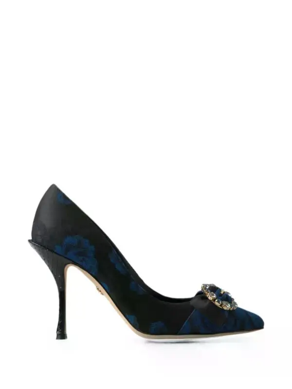 Dolce & Gabbana Floral Brocade Crystal Buckle Pumps